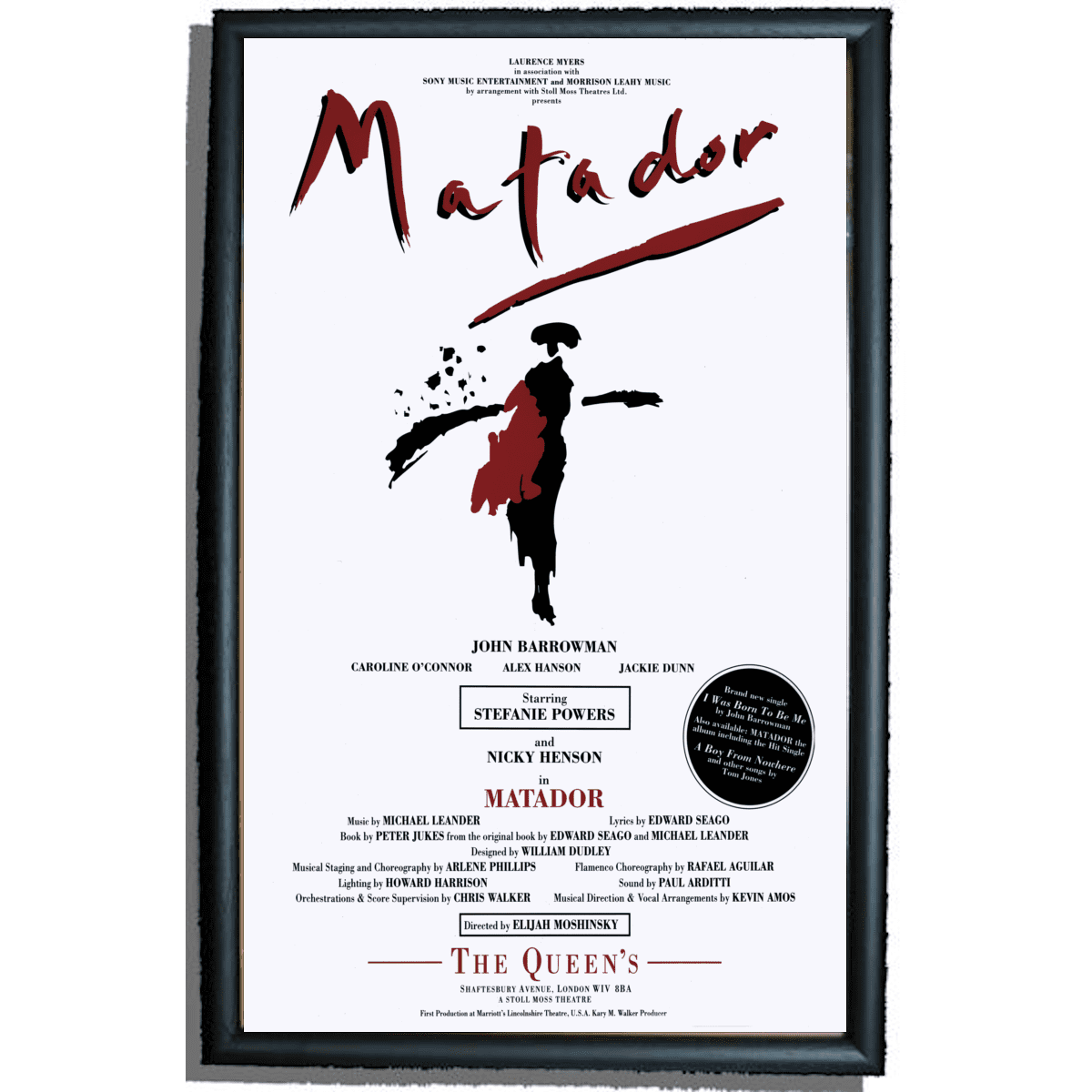 Matador The Queens Theatre 1991 Repro Poster – Dress Circle Of London
